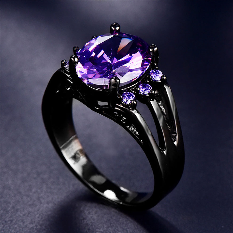Sterling Silver Red/Purple Gemstone Ring For Women Gothic Wedding Ring ...