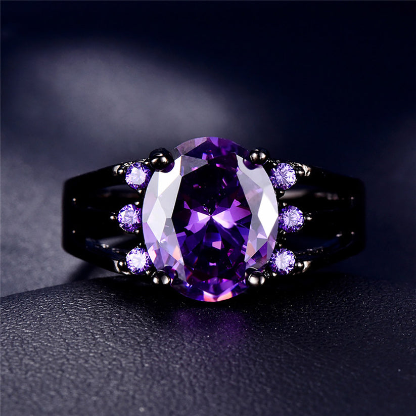 Sterling Silver Red/Purple Gemstone Ring For Women Gothic Wedding Ring ...