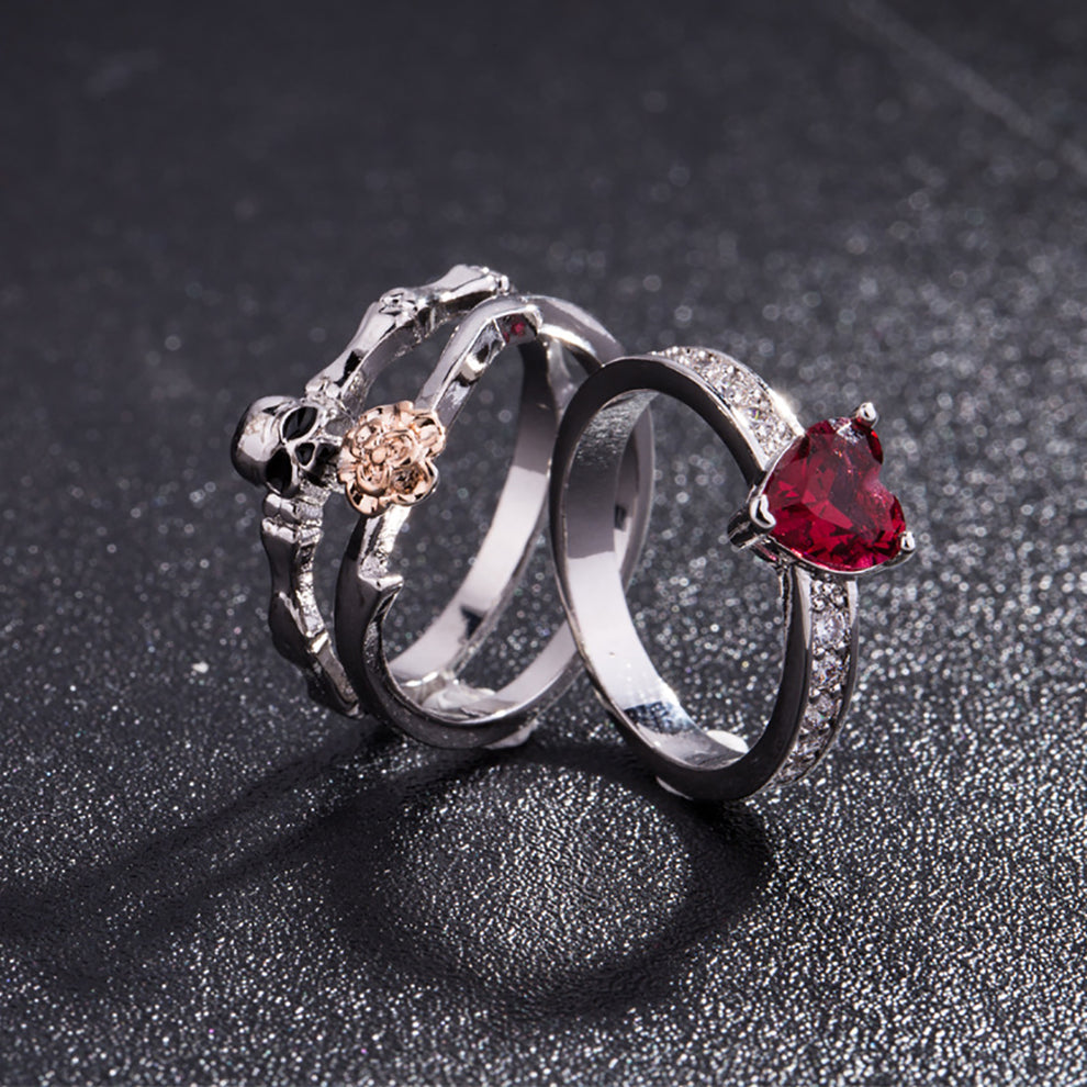 Gothic Skull Rings Set For Women – BlackSoldierDesigns